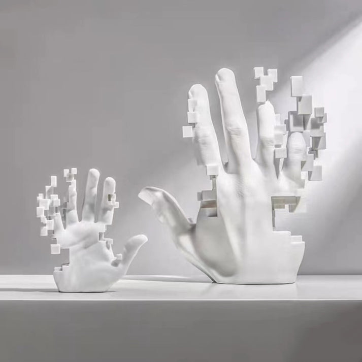Abstract Pixelated Digi-Hand Sculpture Modern Minimalist Art Piece For – House.Boutique