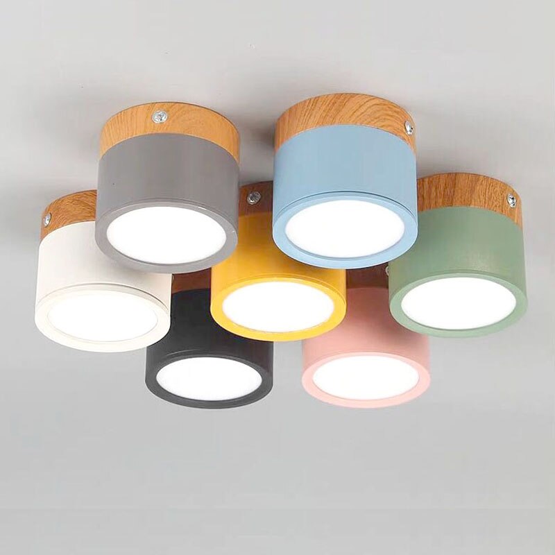 Modern Colorful Nordic LED Downlight Wood Matte Pastel Colors Ceiling ...