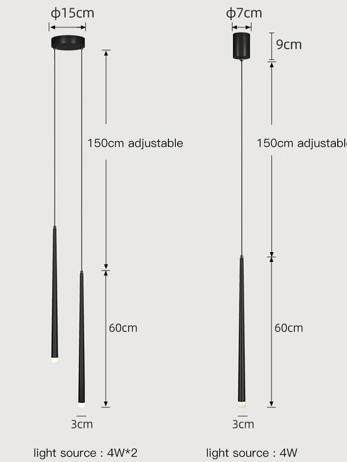 Modern Minimalist Hanging Tube LED Pendant Lights For Bedside Table Be ...