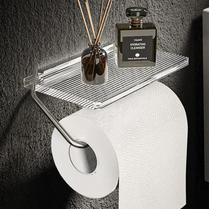 Luxury Golden Loo Roll Holder Gold Space Aluminum With Acrylic Shelf F ...