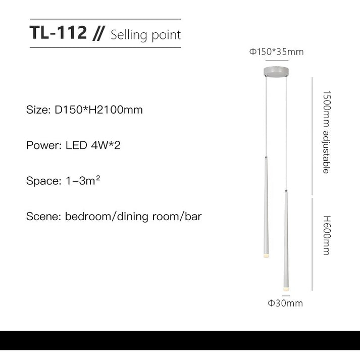 Modern Minimalist Hanging Tube LED Pendant Lights For Bedside Table Be ...