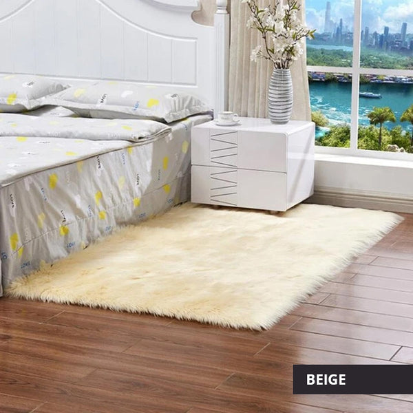 Luxury Plush Faux Fur Rugs For Bedroom Artificial Wool Soft Fluffy Whi ...