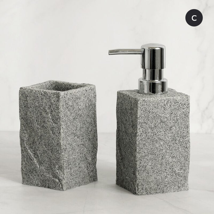 Modern Gray Resin Granite Block Bathroom Accessories Toothbrush Holder ...