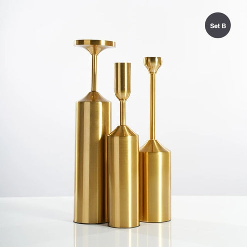 Simple Elegant Gold Plated Candle Holders Stylish Matching Metal Candl ...